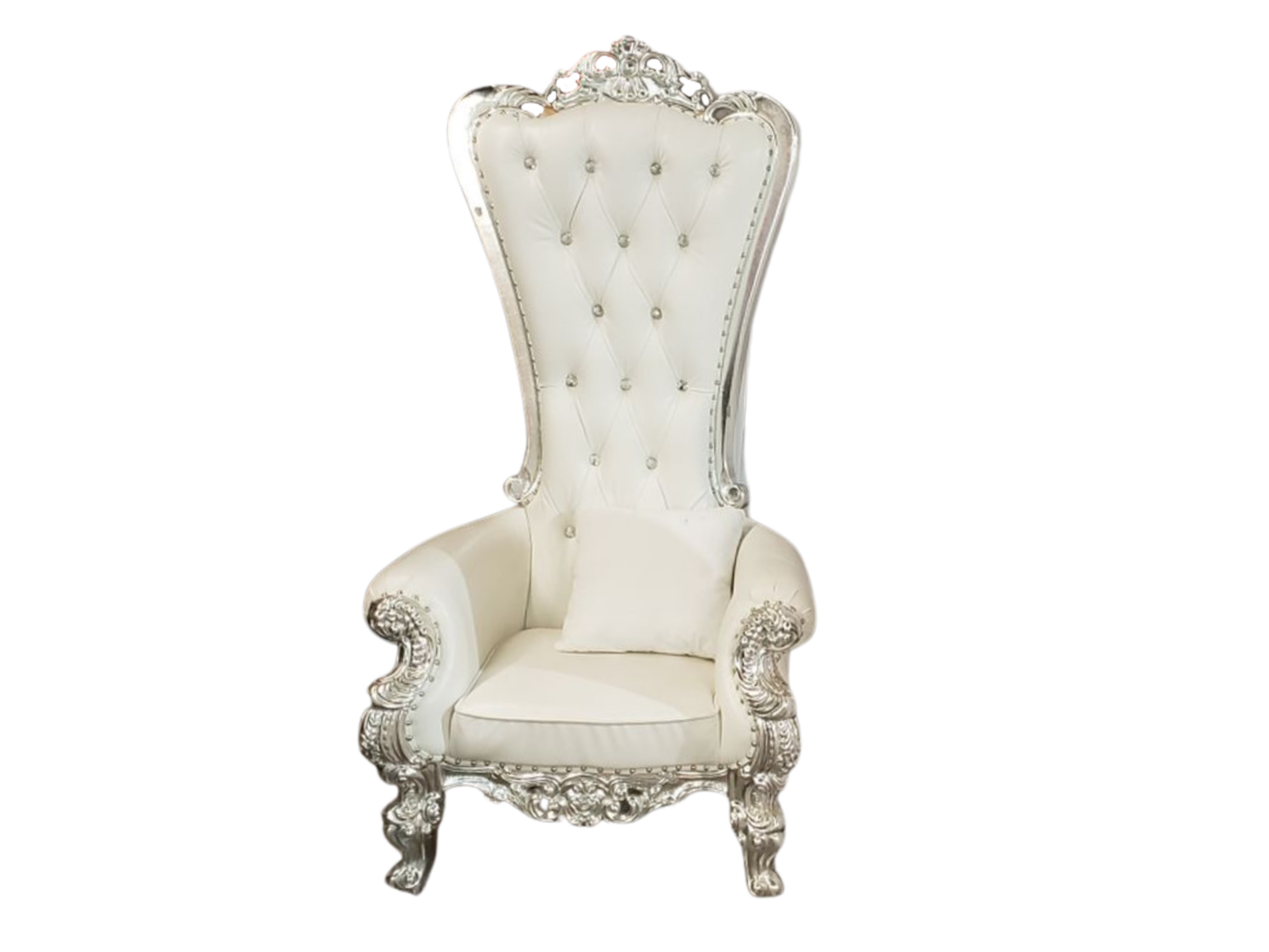High Back Royal Chair Silver Trim - Lubbock Event Rentals